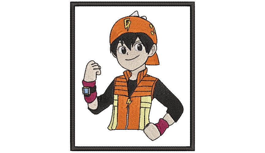 Boboiboy Cool Boy With Cap Embroidery Design in 4 Sizes - Etsy
