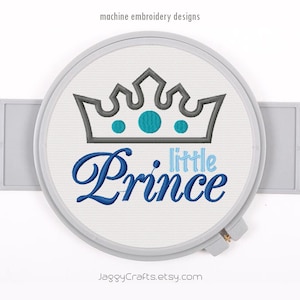 Little Prince Crown Applique for Cute Baby Boy Machine Embroidery ...