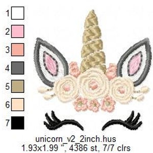 Pretty Unicorn Eyes Head Floral Design Unicorn EMBROIDERY DESIGN FILE ...