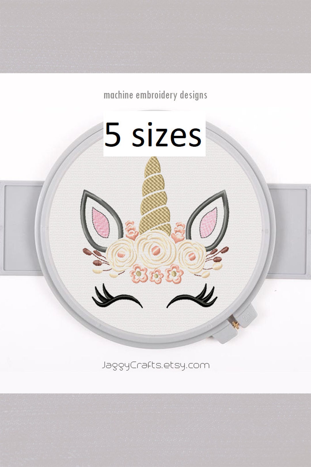 Unicorn Floral Face Embroidery Design in 5 Sizes Digital File for ...