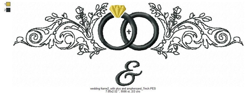 Wedding Frame Embroidery Design in OUTLINE STITCH for Monogram and ...
