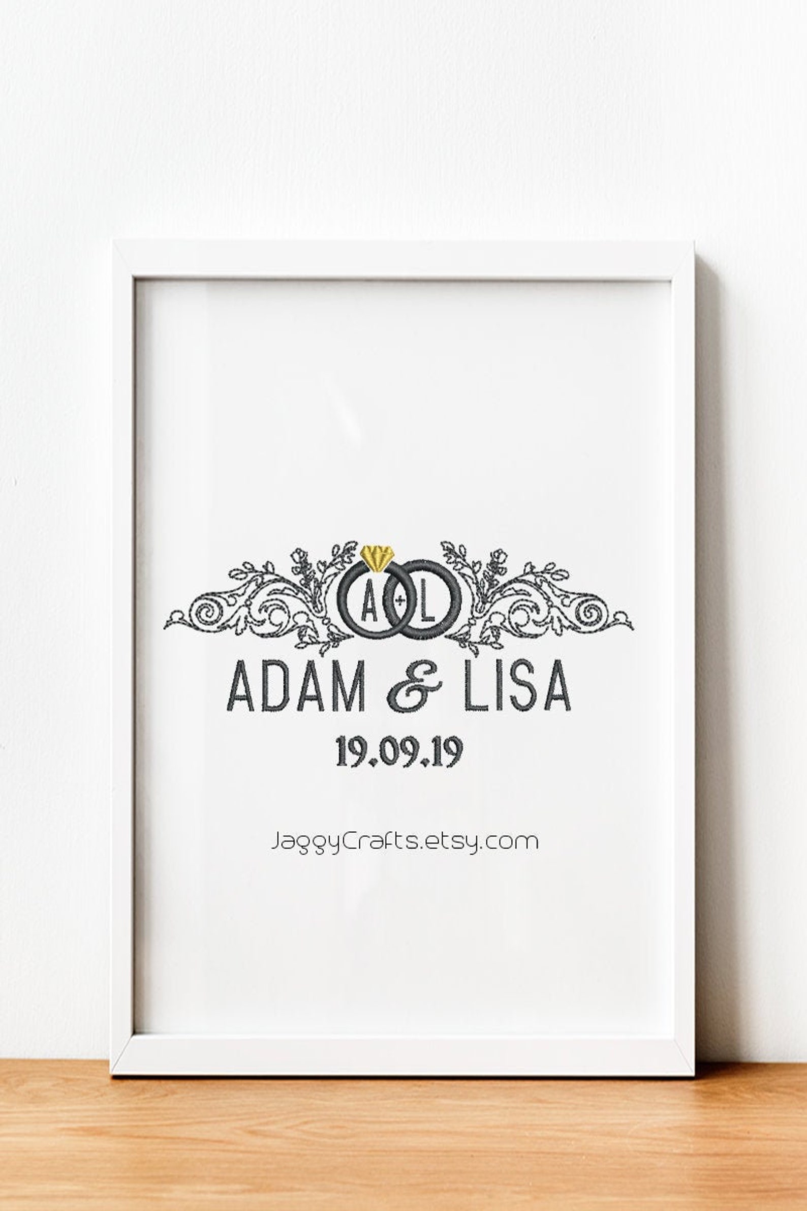 Wedding Frame Embroidery Design in OUTLINE STITCH for Monogram and ...