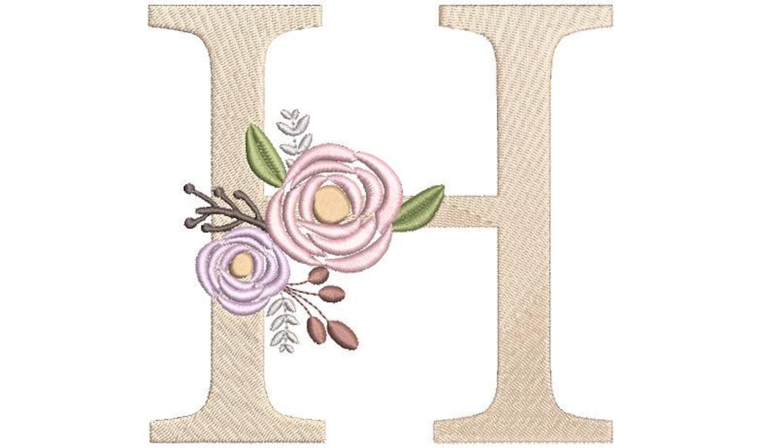 Floral Monogram Embroidery Fonts Design Bundle Flower Bunch Motif ...