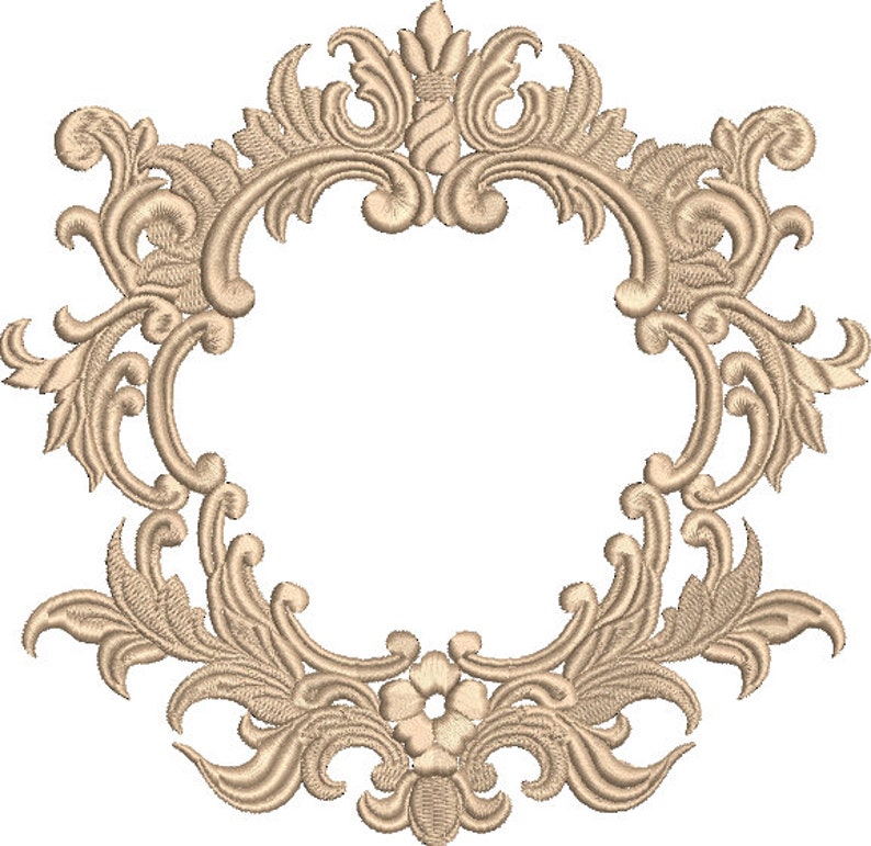 Vintage Royal Baroque Embroidery Design Frame Monogram Scroll Details ...