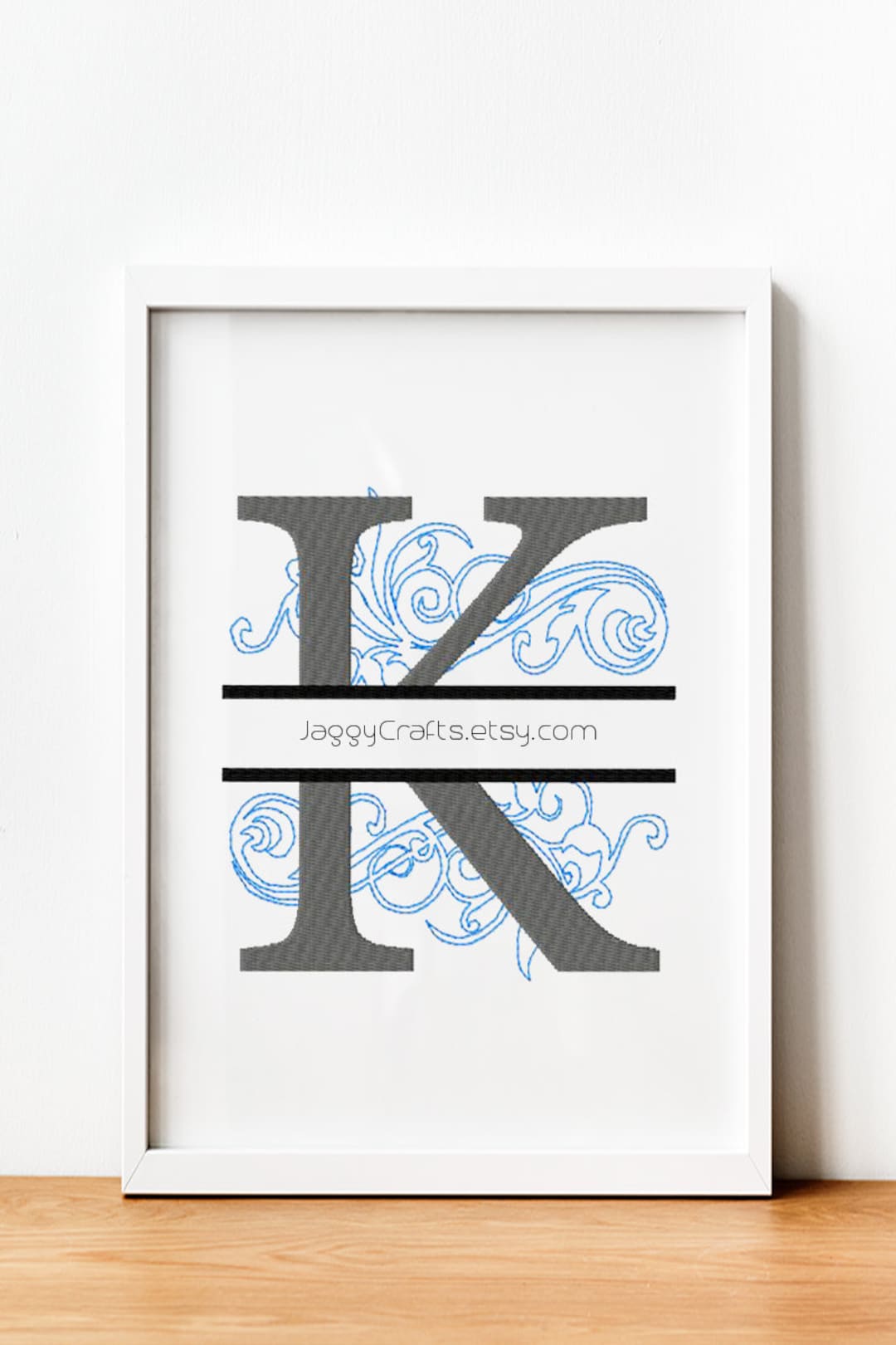 Split Monogram K Embroidery Design Font With Swirl Motif Design in 3 ...