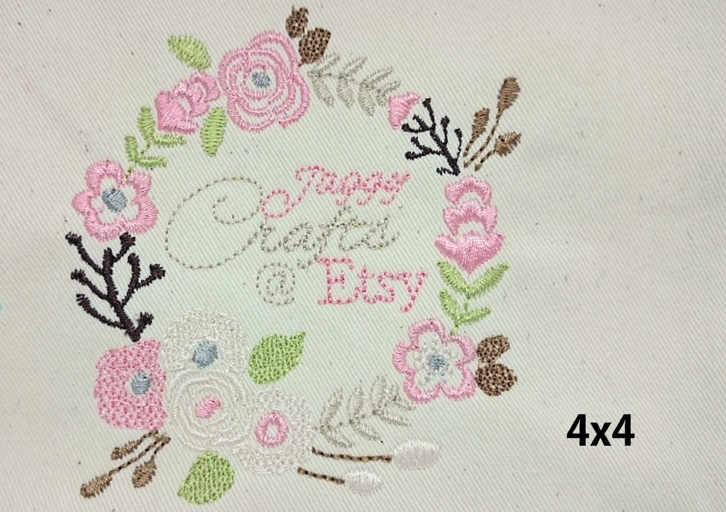 Floral Wreath Font Frame Monogram Design EMBROIDERY DESIGN - Etsy