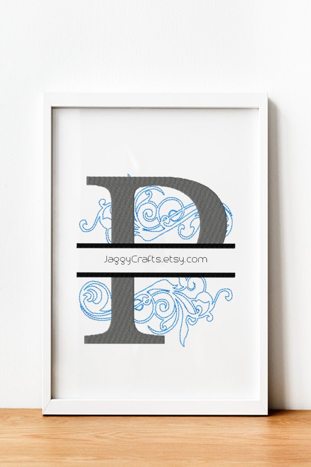 Split Monogram P Embroidery Design Font With Swirl Motif Design in 3 ...