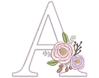 Floral Monogram Embroidery Fonts Design Bundle Flower Bunch Motif ...
