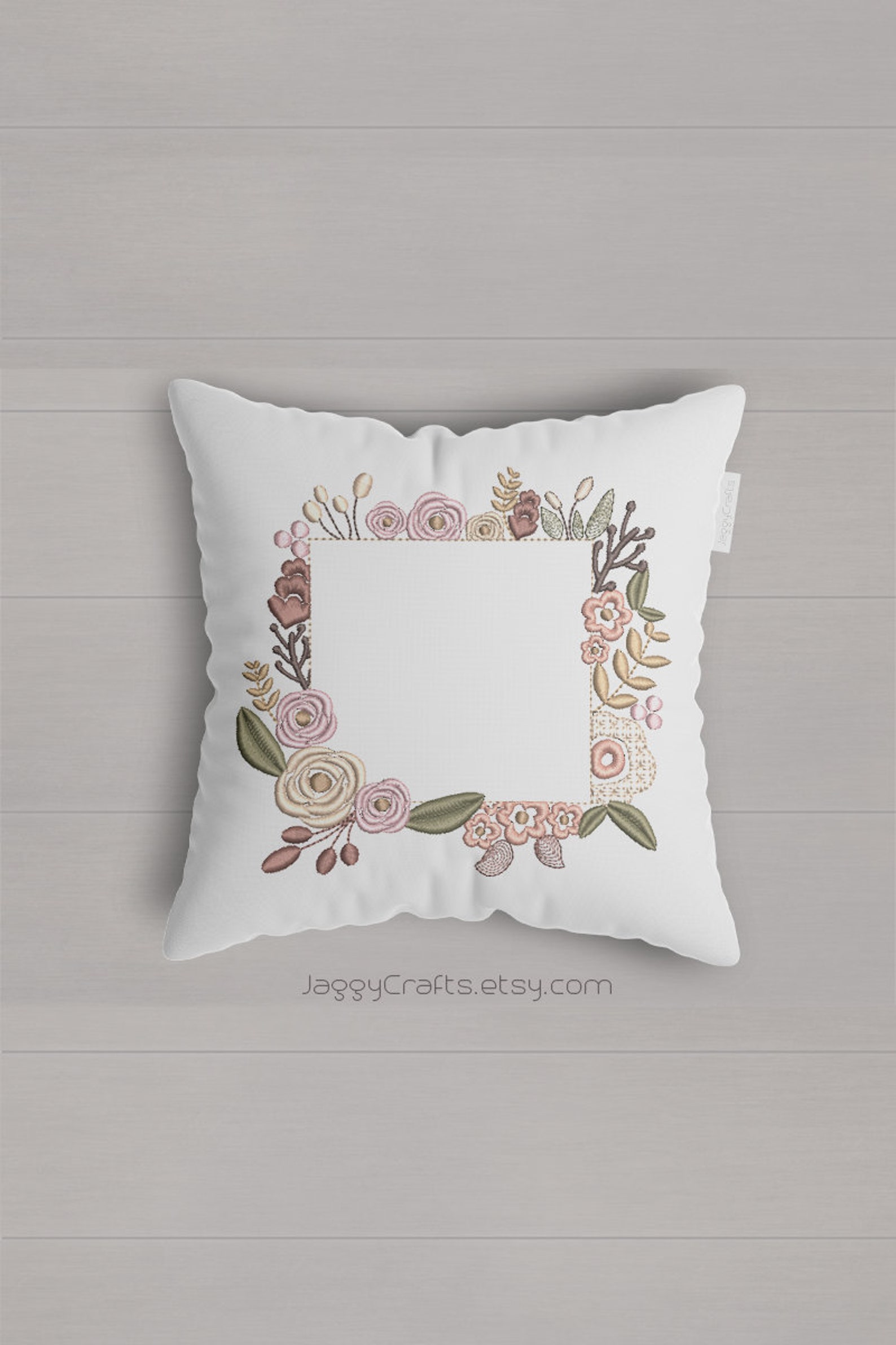 Square Floral Embroidery Frame Design Wreath for Monogram - Etsy