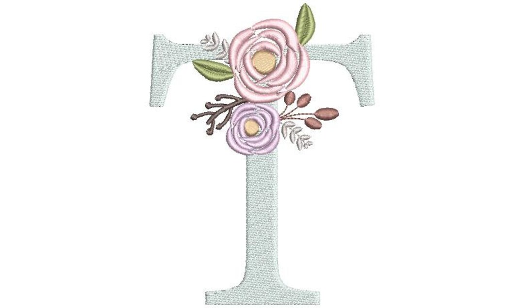 Floral Monogram Embroidery Fonts Design Bundle Flower Bunch Motif ...