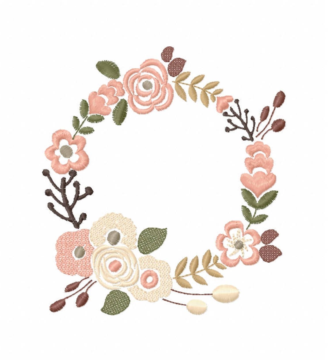 Floral Wreath Font Frame Monogram Design EMBROIDERY DESIGN - Etsy