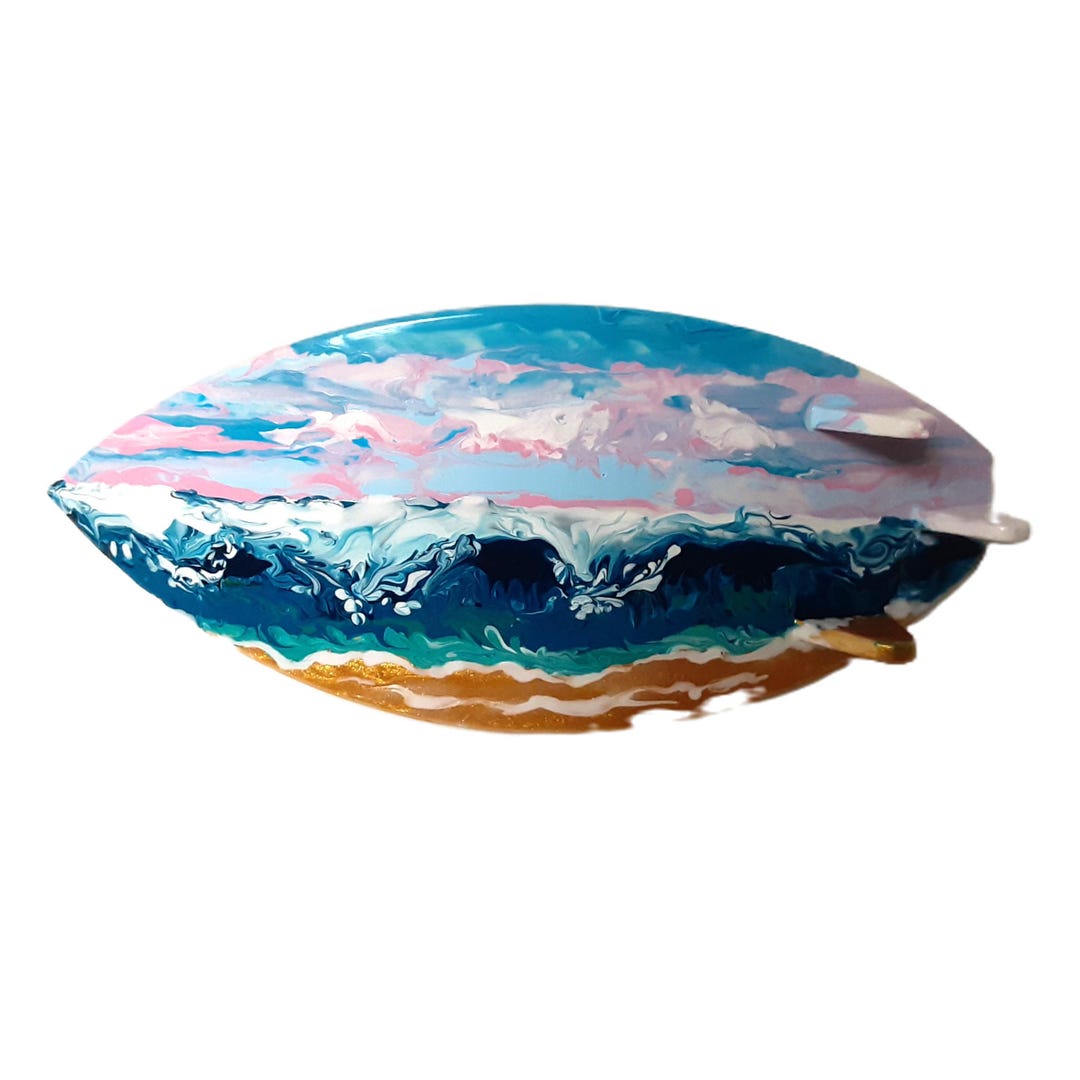 Waves at the Beach WIP Surfboard Hair Barrette Hand Painted, Sunset ...