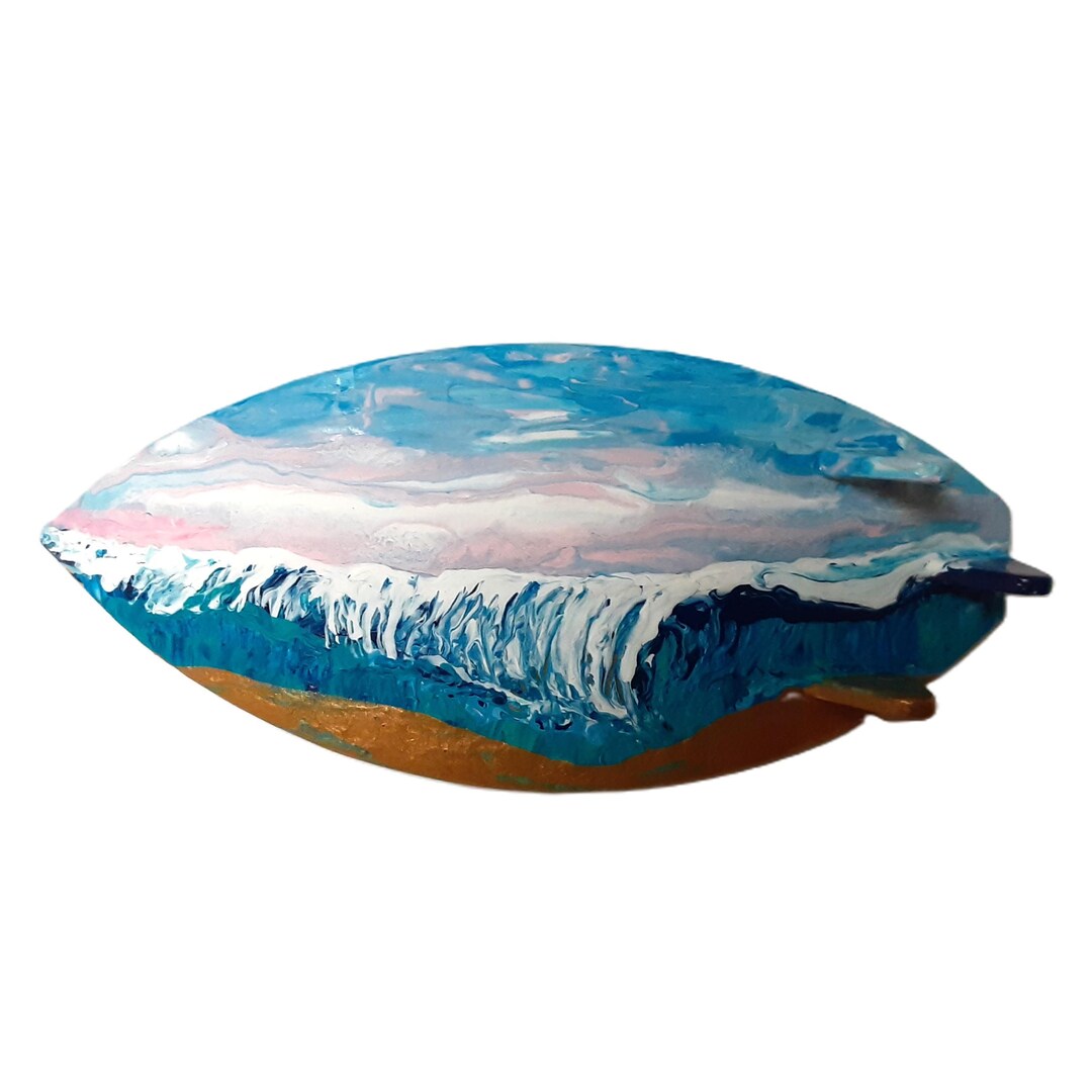 Waves at the Beach WIP Surfboard Hair Barrette Hand Painted, Turquoise ...