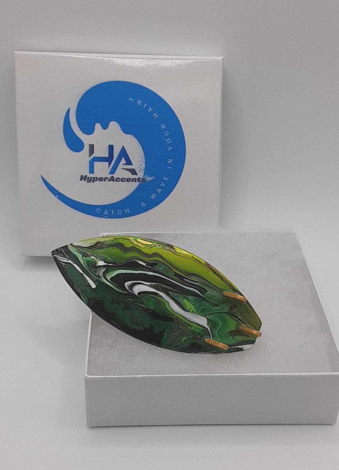 Surfboard Hair Barrette Hand Painted Green, Abstract Design - Catch a ...
