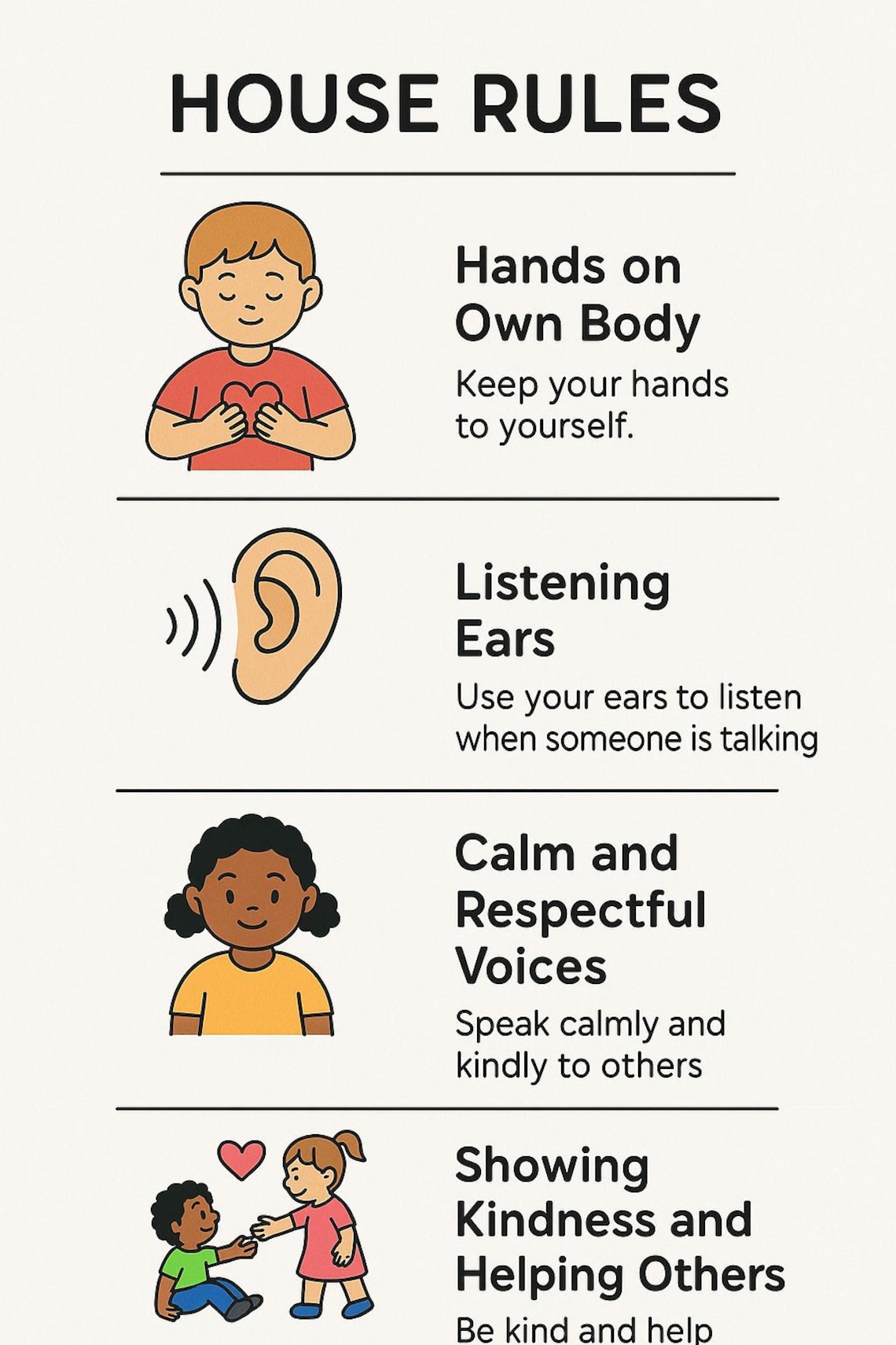 Simple Family Rules Chart for Toddlers - Etsy