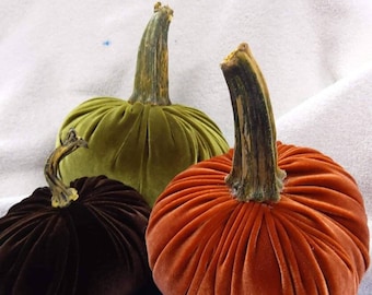 Velvet Pumpkins Set - Etsy