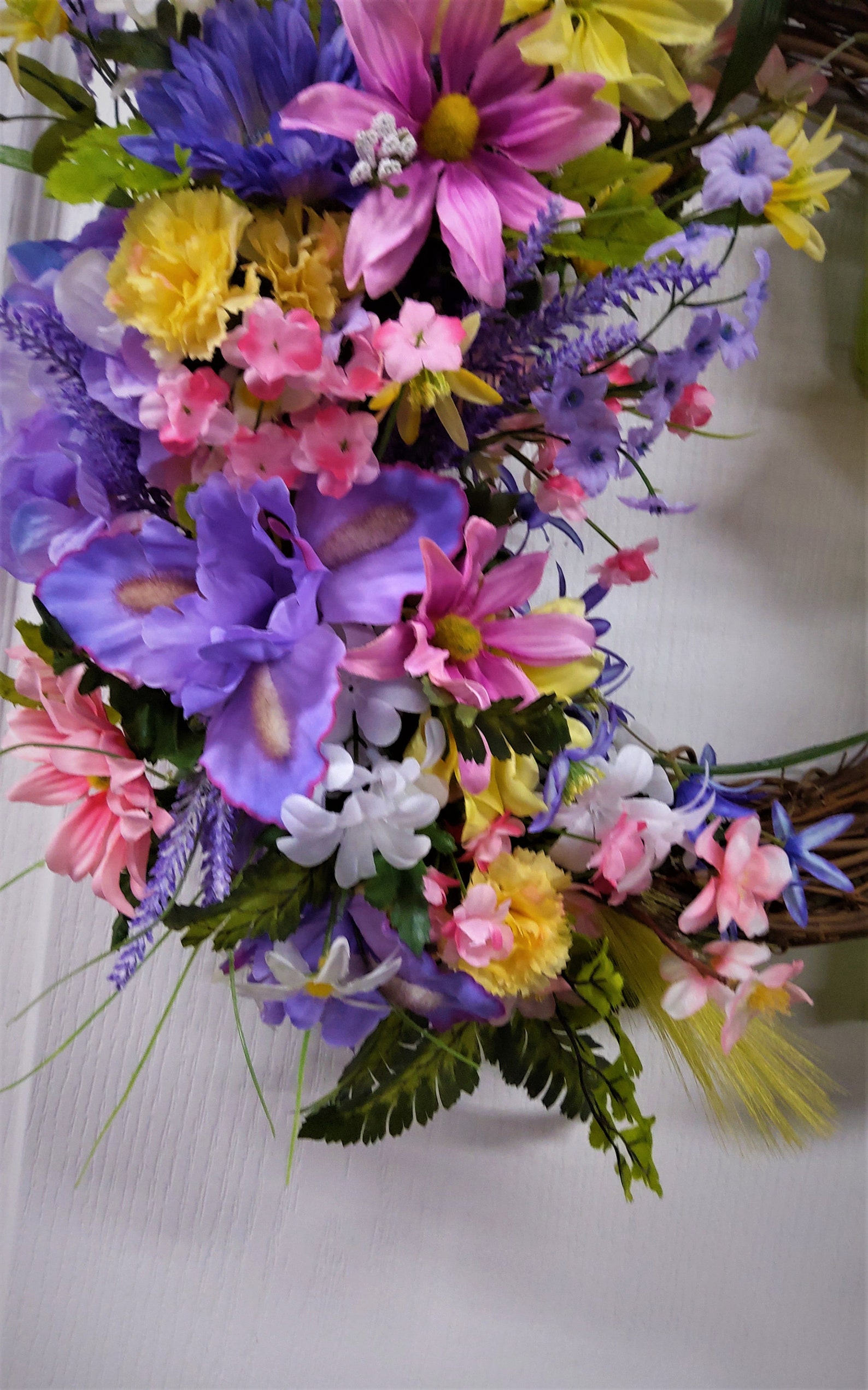 Spring Grapevine Wreath With Bright Colored Flowers for Your - Etsy