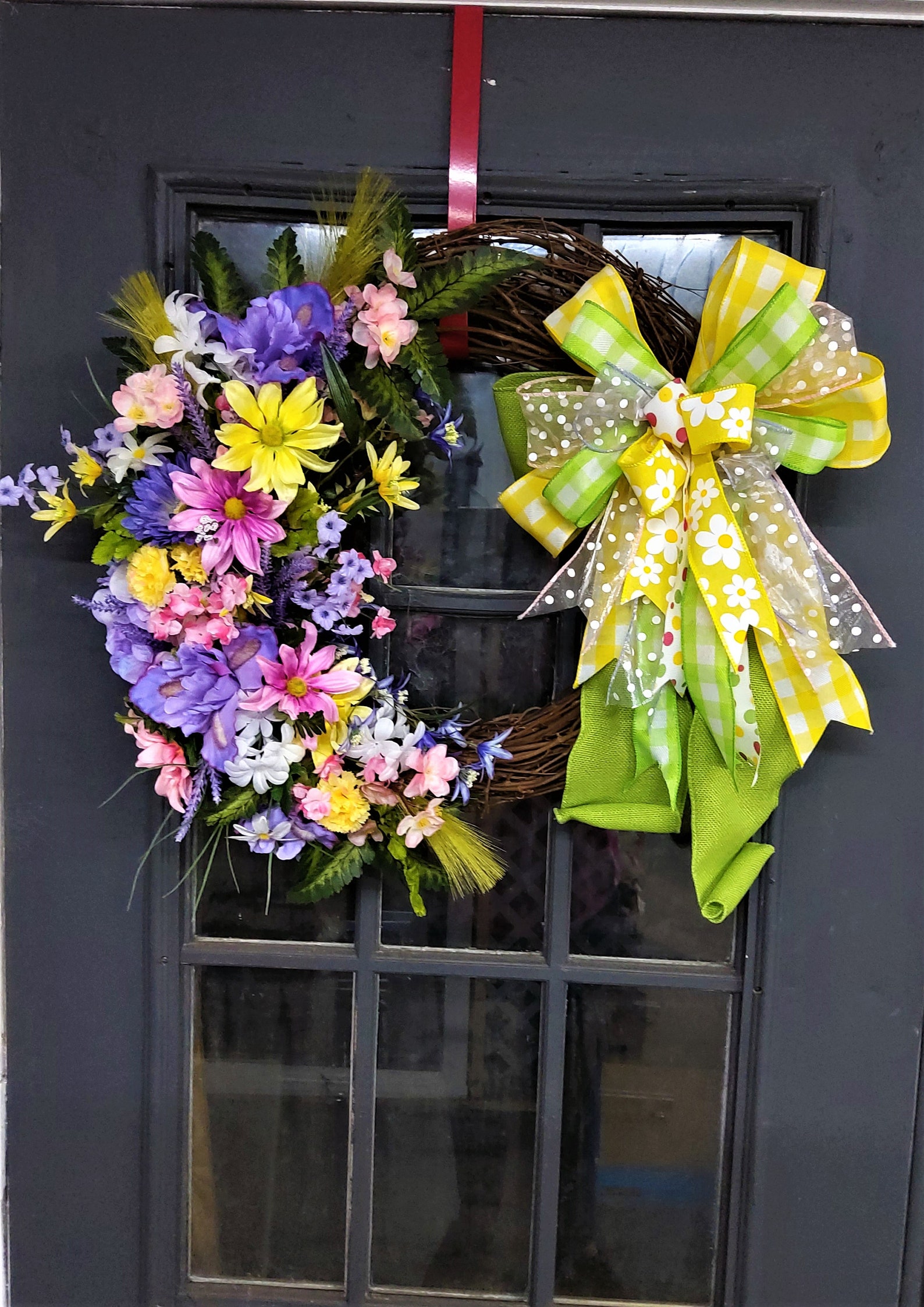 Spring Grapevine Wreath With Bright Colored Flowers for Your - Etsy