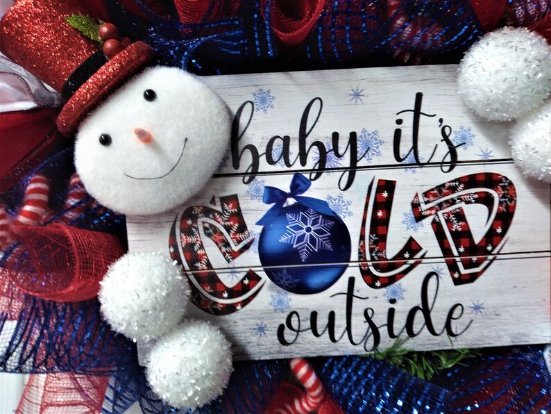 Christmas Winter Deco Mesh Wreath Baby It's Cold Outside Signgreat Gift ...