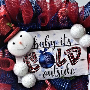 Christmas Winter Deco Mesh Wreath Baby It's Cold Outside Signgreat Gift ...