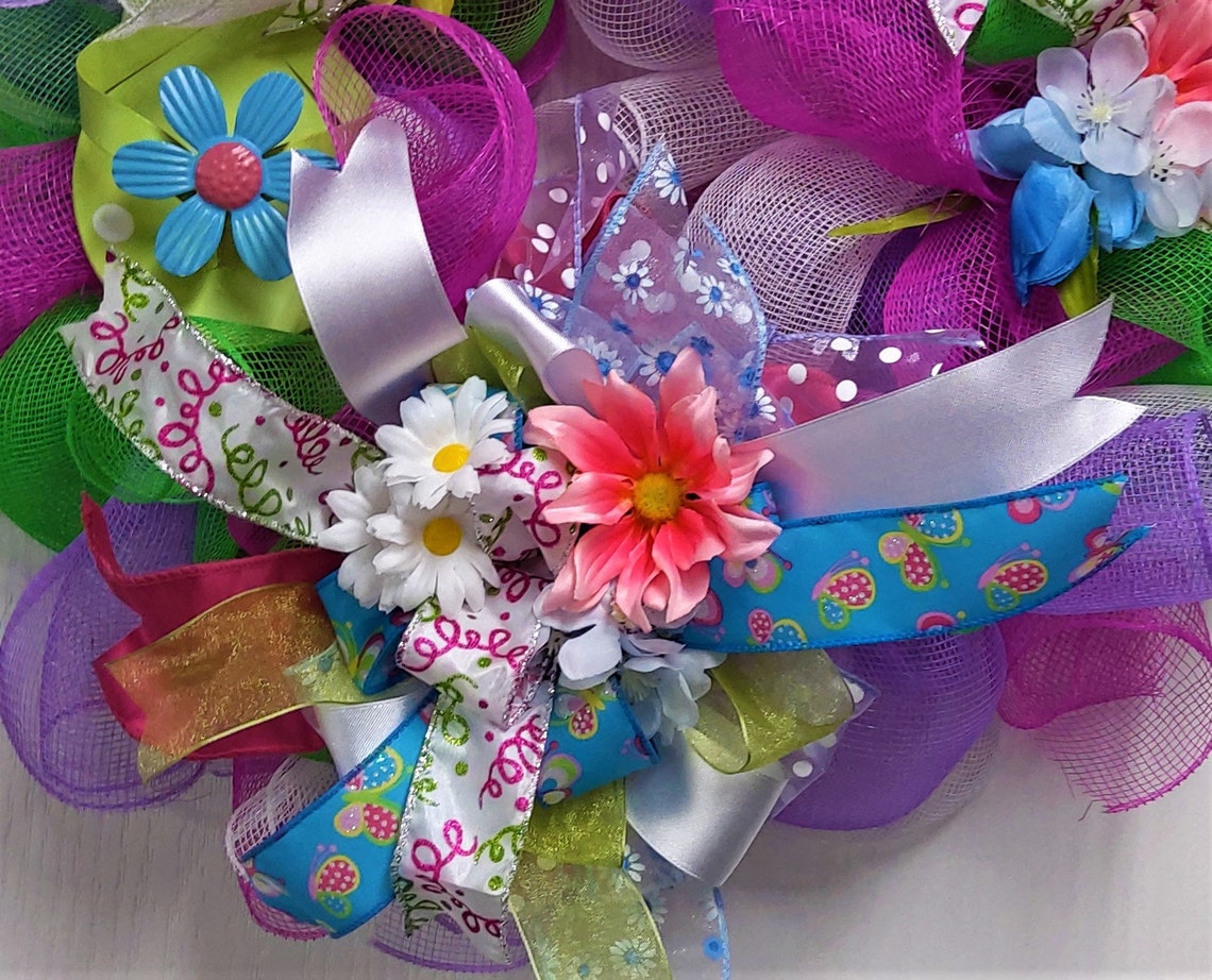 Perfect Summer Decor Featuring Mesh Ribbons Flowers and Flip - Etsy
