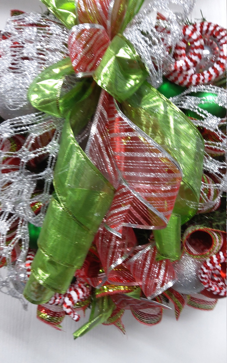 Christmas Wreath and Garland Set, Deco Mesh Wreath, Red and White ...