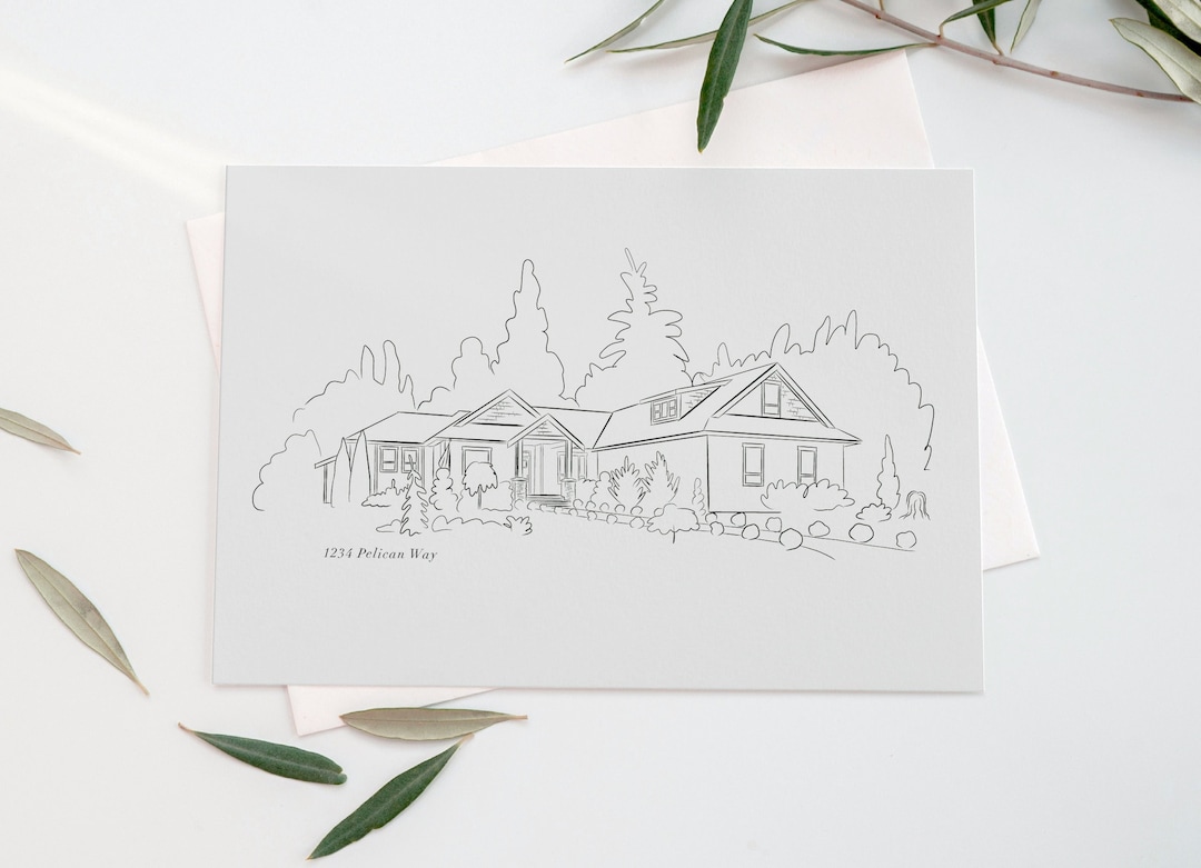 Minimal Custom Hand Drawn Home Illustration Digital Printable Download ...