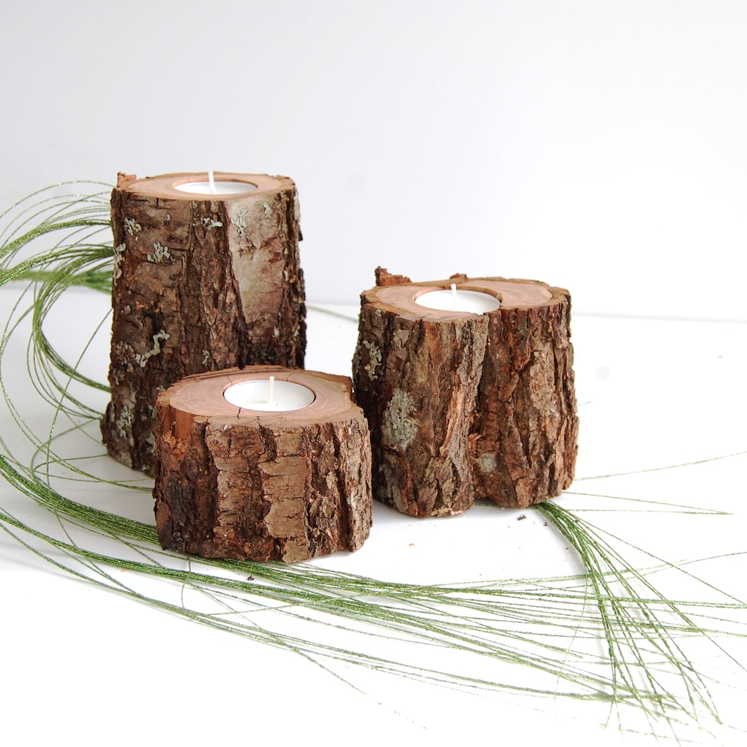 Tree Branch Tealight Candle Holders Set, Rustic Wood Decor - Etsy