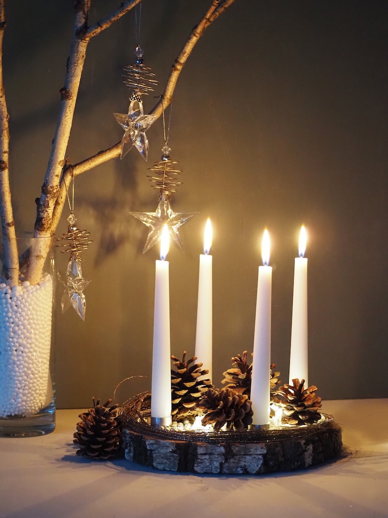 Advent Candle Holder, DIY Advent Wreath Stand, Birch Slab Rustic ...
