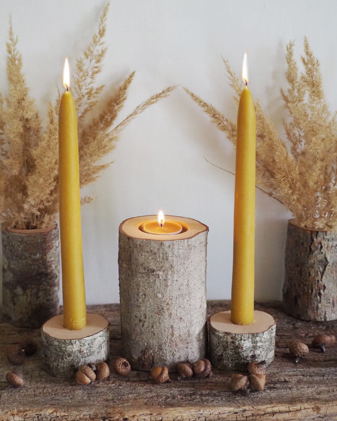 Rustic Wedding Ceremony Unity Candle Set Natural Beeswax - Etsy