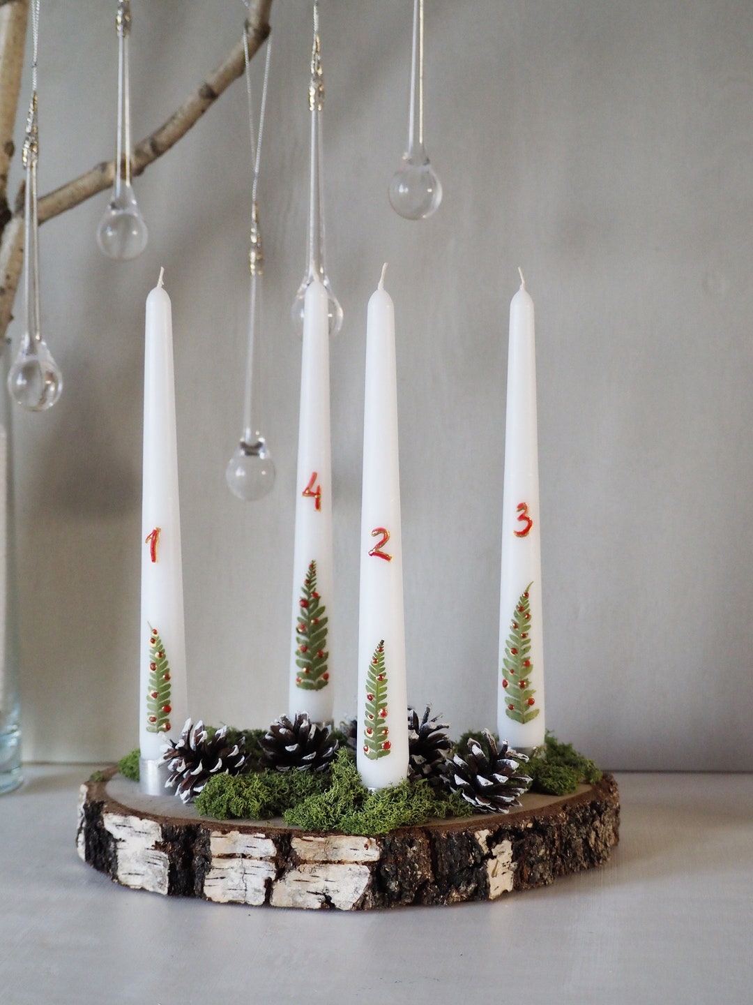 Advent Wreath Candles, Christmas Table Decoration, Advent Candles With ...