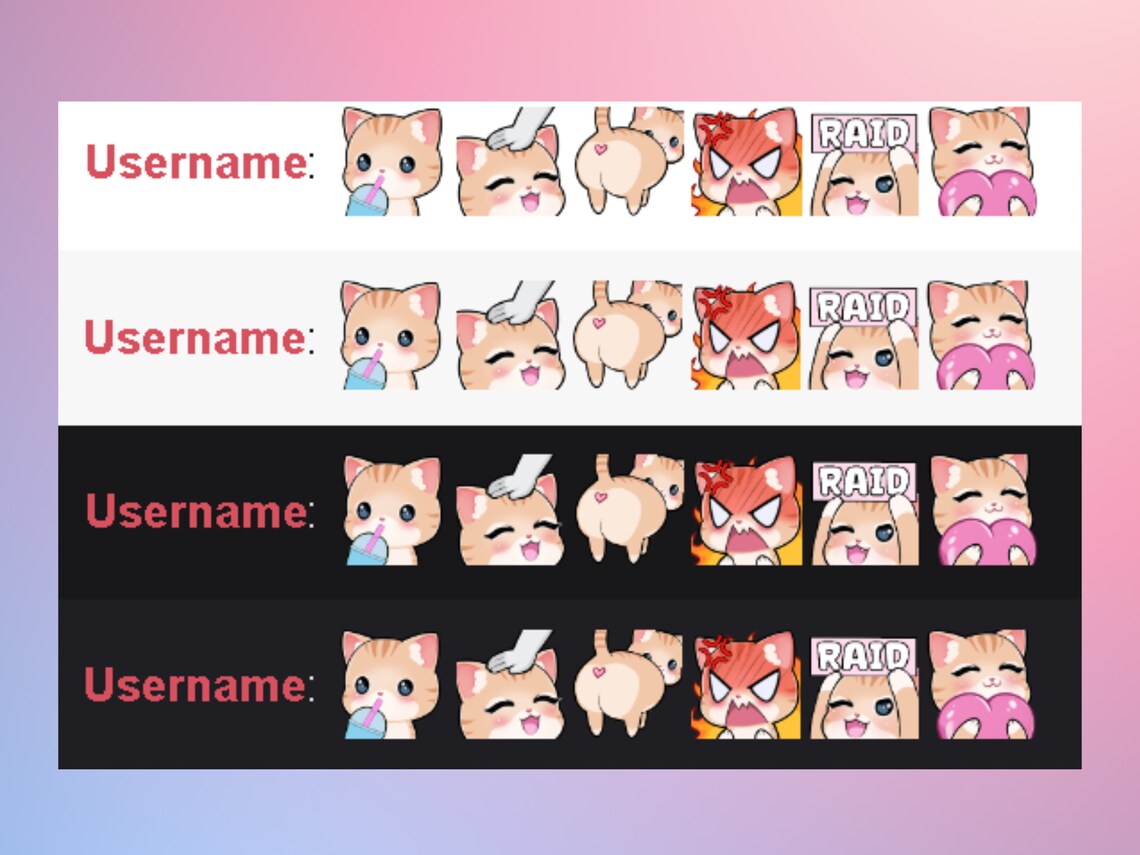 14 Tabby Cat EMOTES for Twitch / Youtube / Discord / Streaming / Ready ...