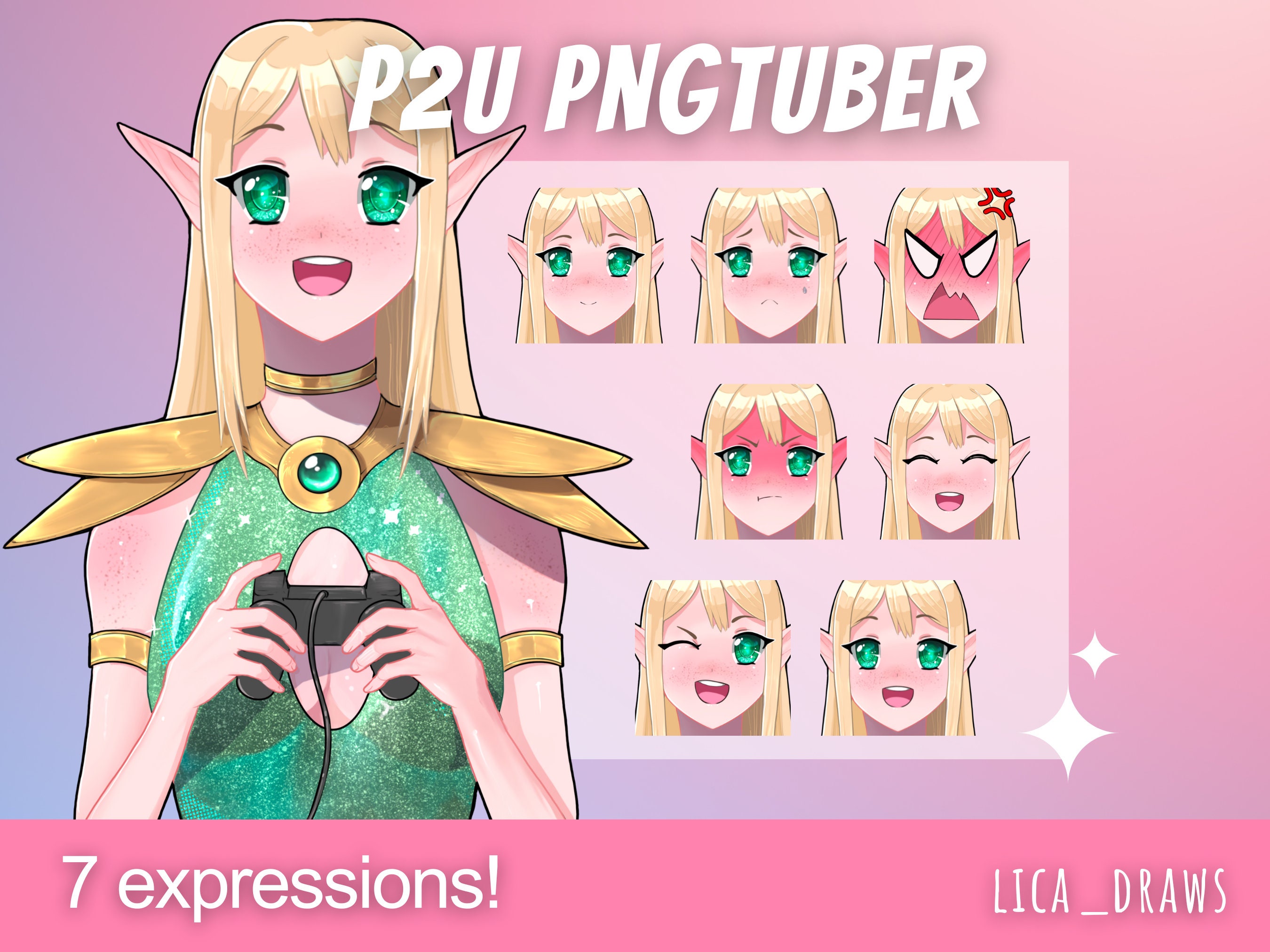 Blonde Elf PNG Tuber for Twitch / Youtube / Tiktok / Streaming / Ready ...