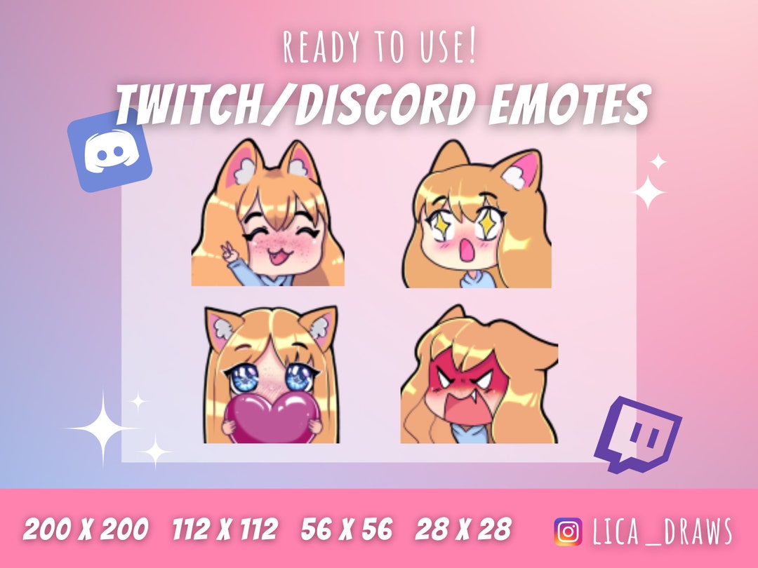 Blonde Neko Girl EMOTES for Twitch / Youtube / Discord / Streaming ...