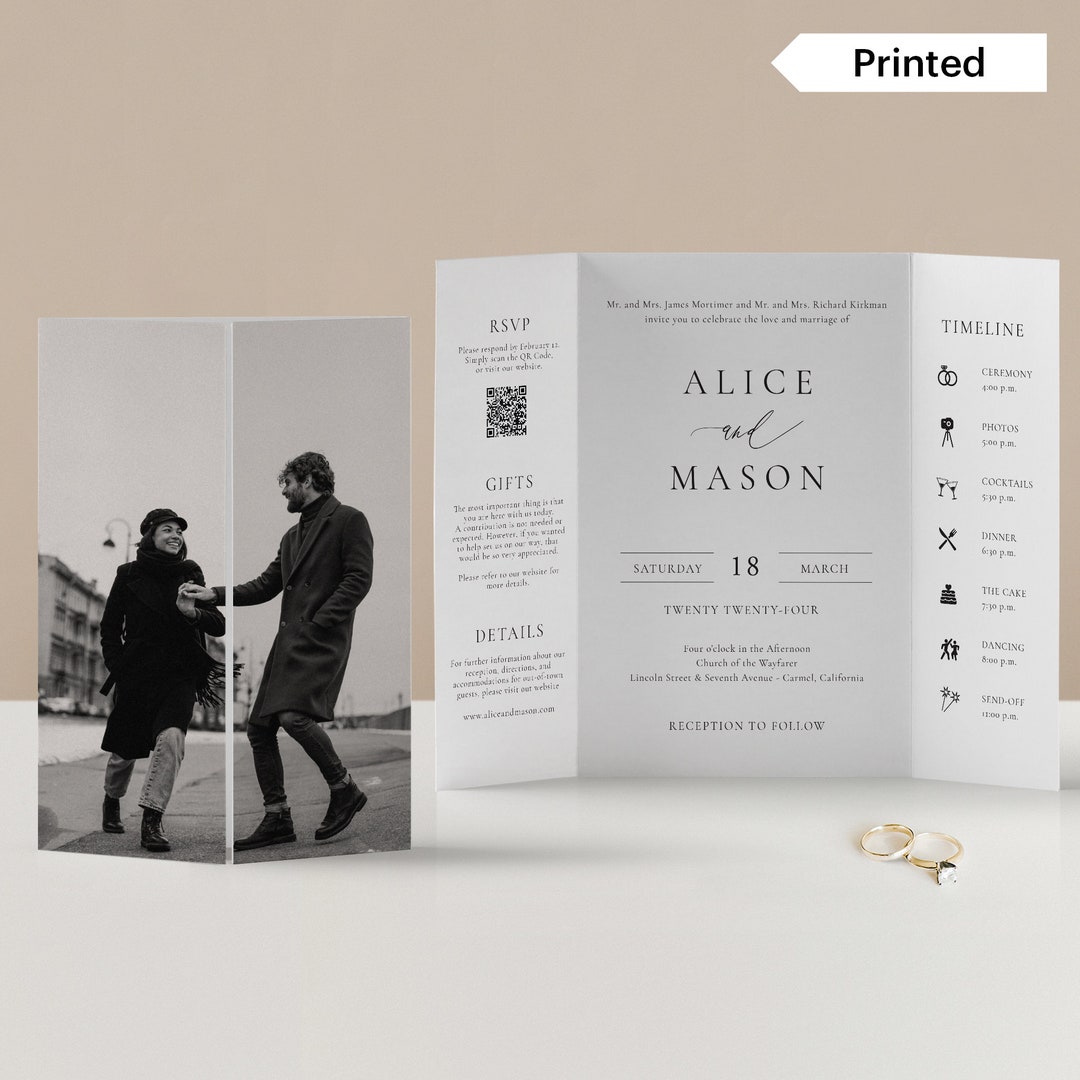 CLASSIC MINIMALIST | Gatefold Wedding Invitation, Folded Invite, Print ...