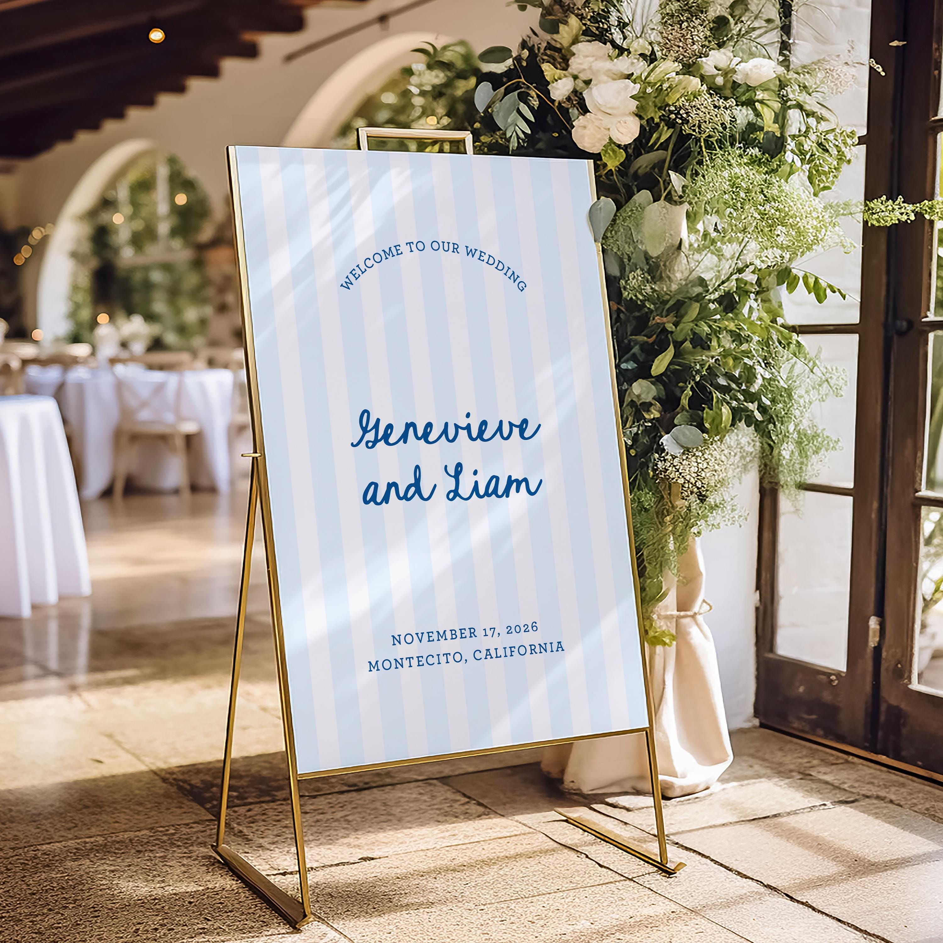 PREPPY STRIPES | Printed Hand Drawn Wedding Welcome Sign, Customized ...