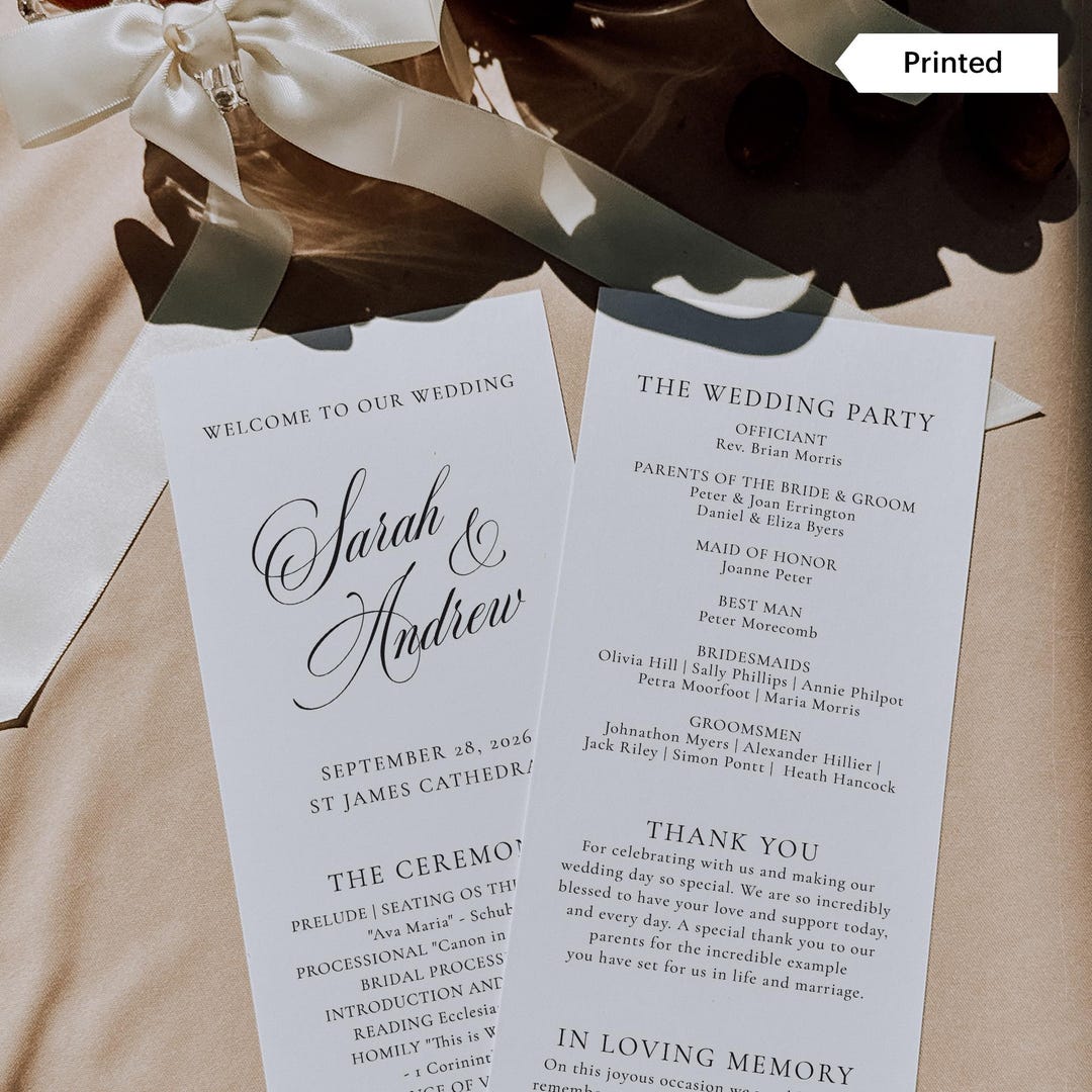 BESOTTED | Printed Romantic Wedding Ceremony Program, Elegant ...