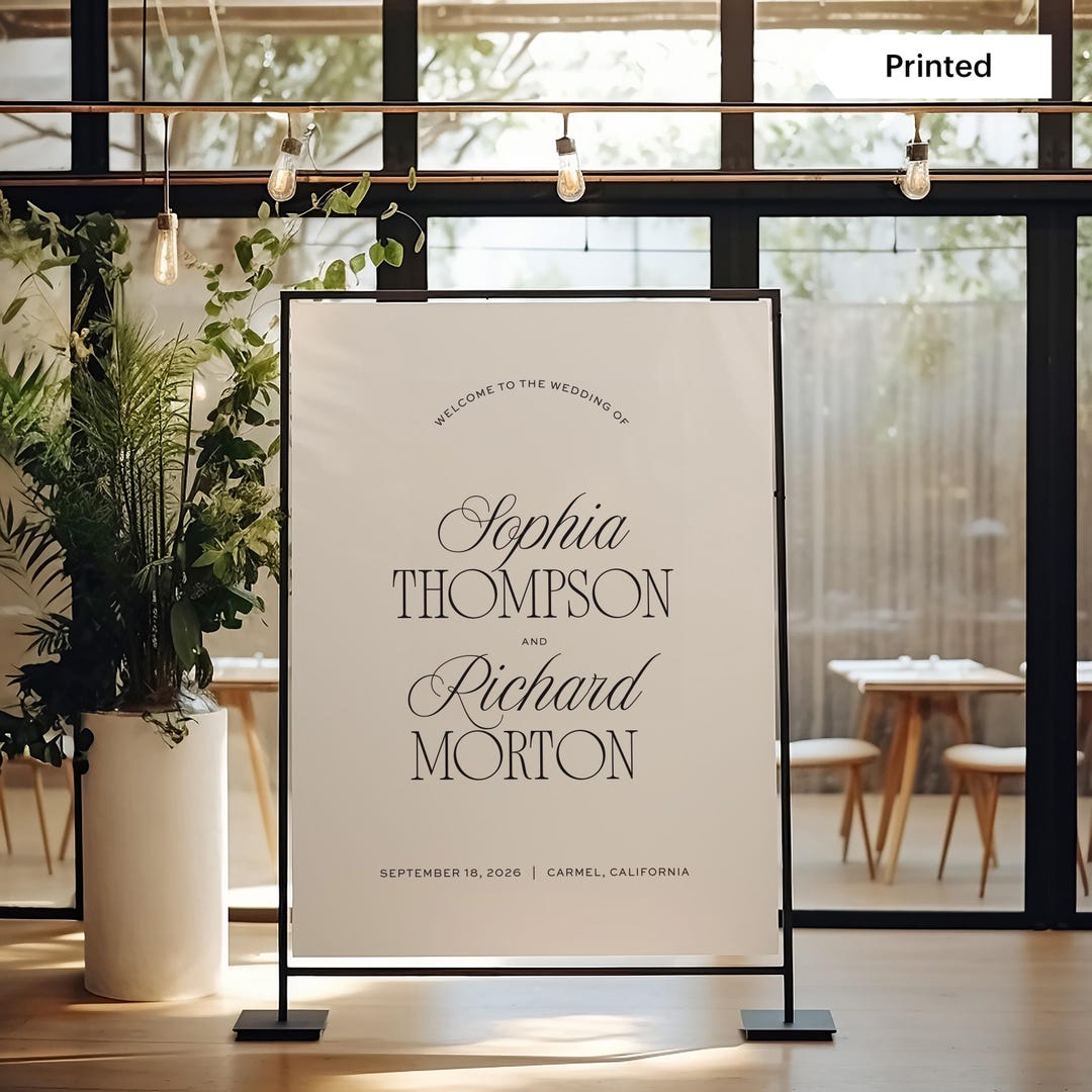 VINTAGE GLAMOUR | Printed Chic Wedding Welcome Sign, Elegant Guest ...