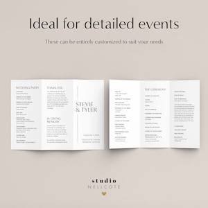 CONTEMPORARY CHIC | Printed Tri-fold Wedding Program, Minimalist Folded Wedding Ceremony Program ...