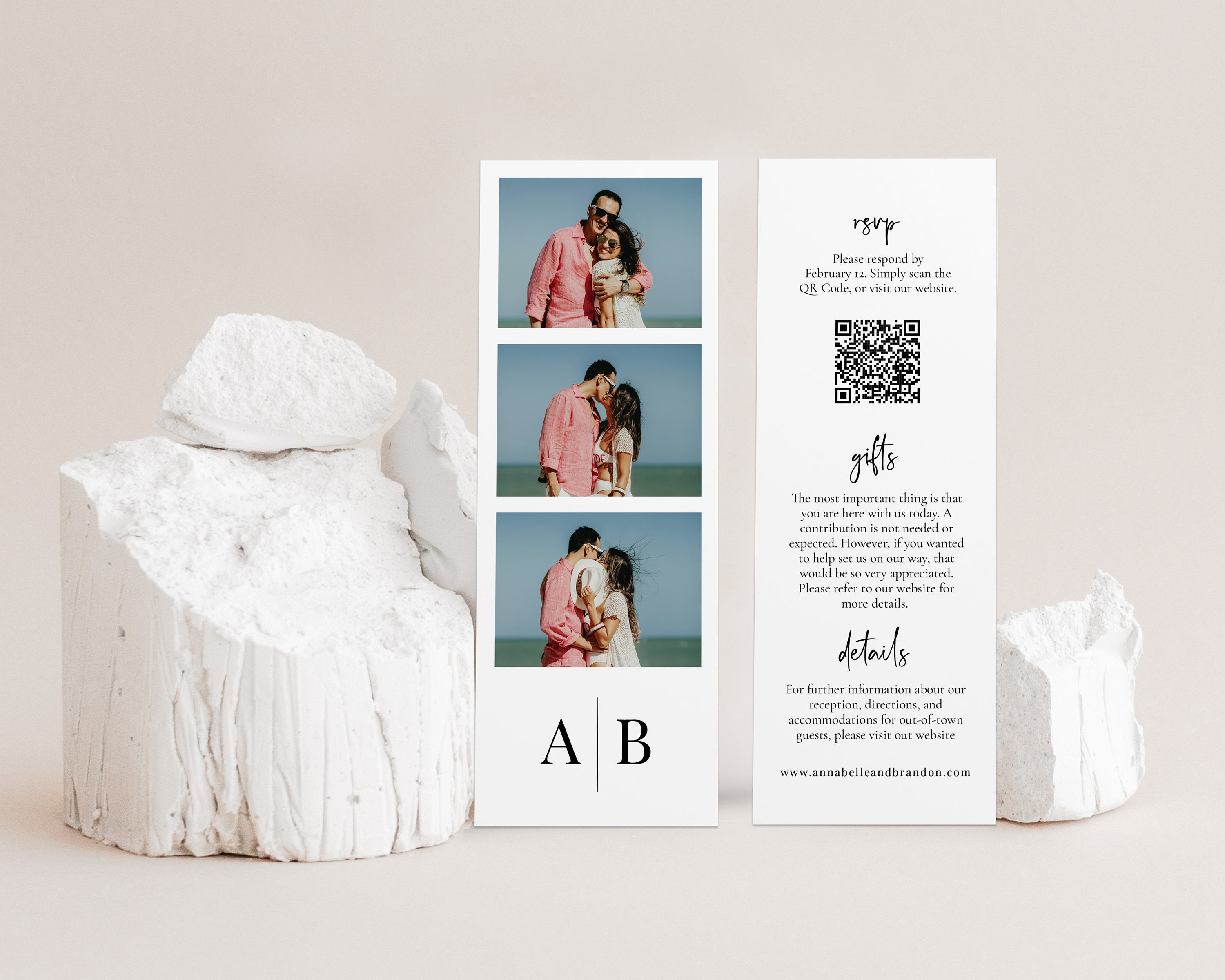 Monogram Photo Booth Style 2.5 X 7 QR Code Insert Card for Invitations ...