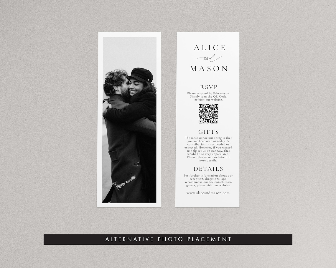 CLASSIC MINIMALIST | Photo Booth Style 2.5 X 7 Qr Code Insert Card ...