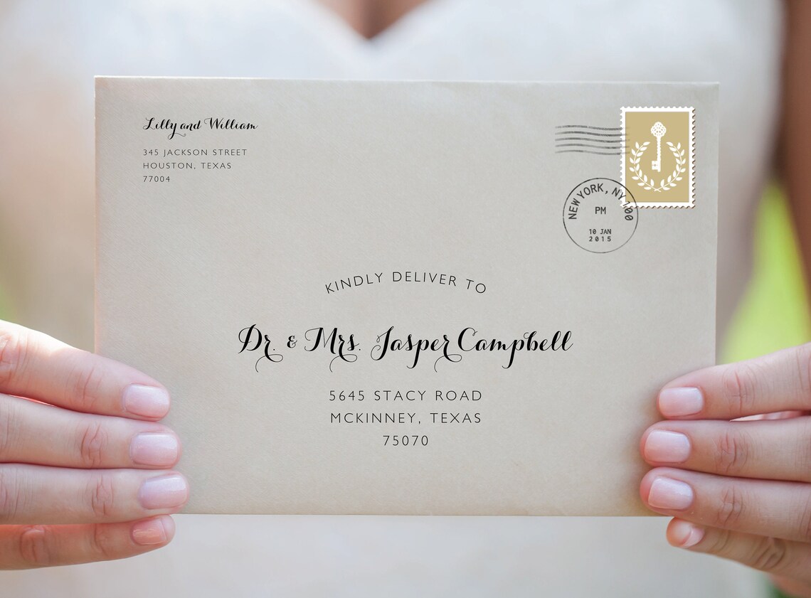 Digital Calligraphy Envelope Template Address and Return | Etsy