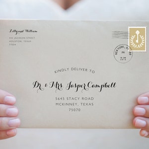 Digital Calligraphy Envelope Template, Address and Return, Printable ...