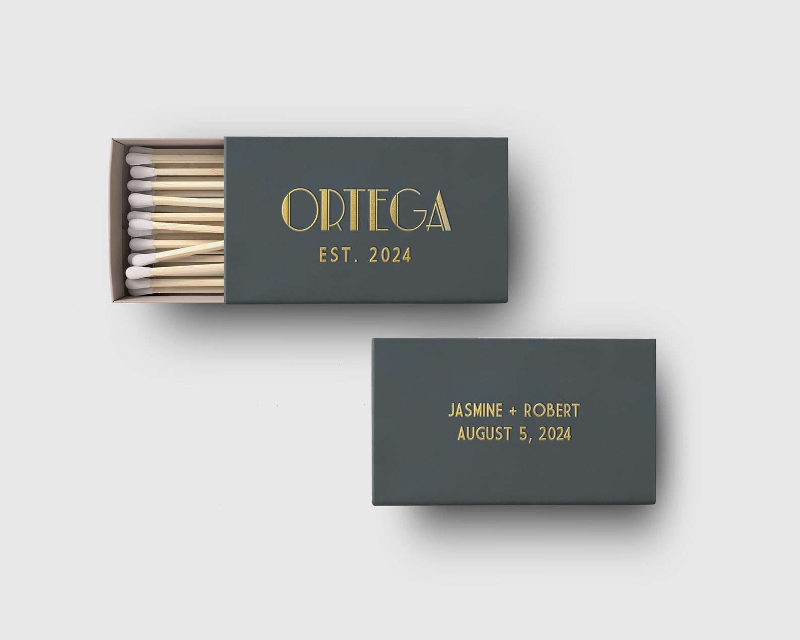 GATSBY Matchbox Favors, Foil Stamped Art Deco Customized Matchboxes ...