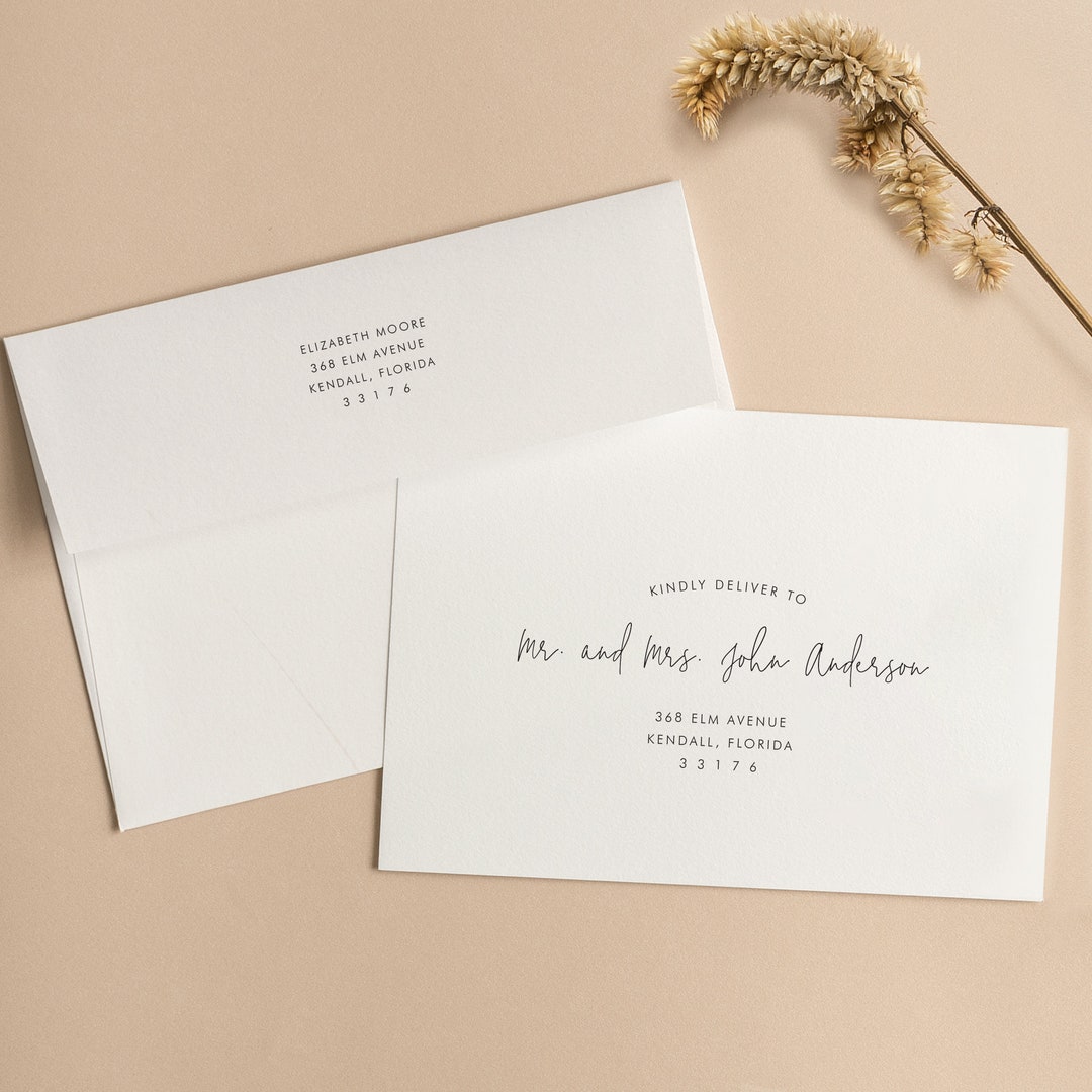 Modern Script Envelopes, Minimalist Wedding Envelope Addressing, Print ...