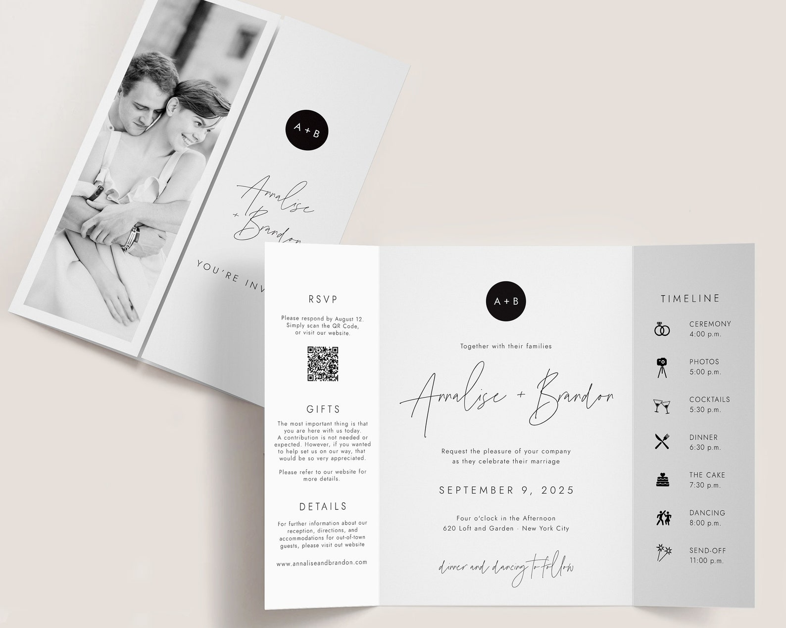 MODERN MONOGRAM Printed Gatefold Wedding Invitation - Etsy