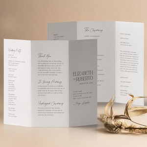 MODERN LUXE | Printed Tri-fold Wedding Program, Minimalist Folded ...