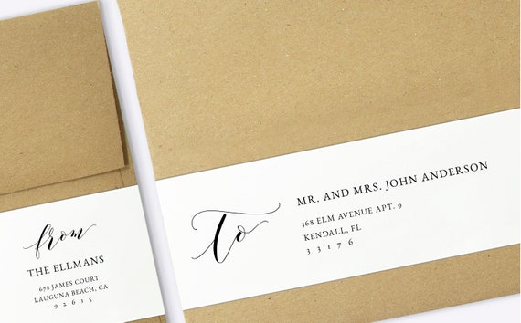 Modern Calligraphy Wrap Around Address Labels Printable | Etsy