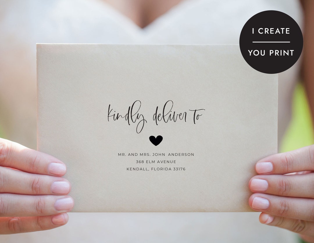 Modern Script Envelope Template - Love Heart Wedding Envelope, Envelope ...