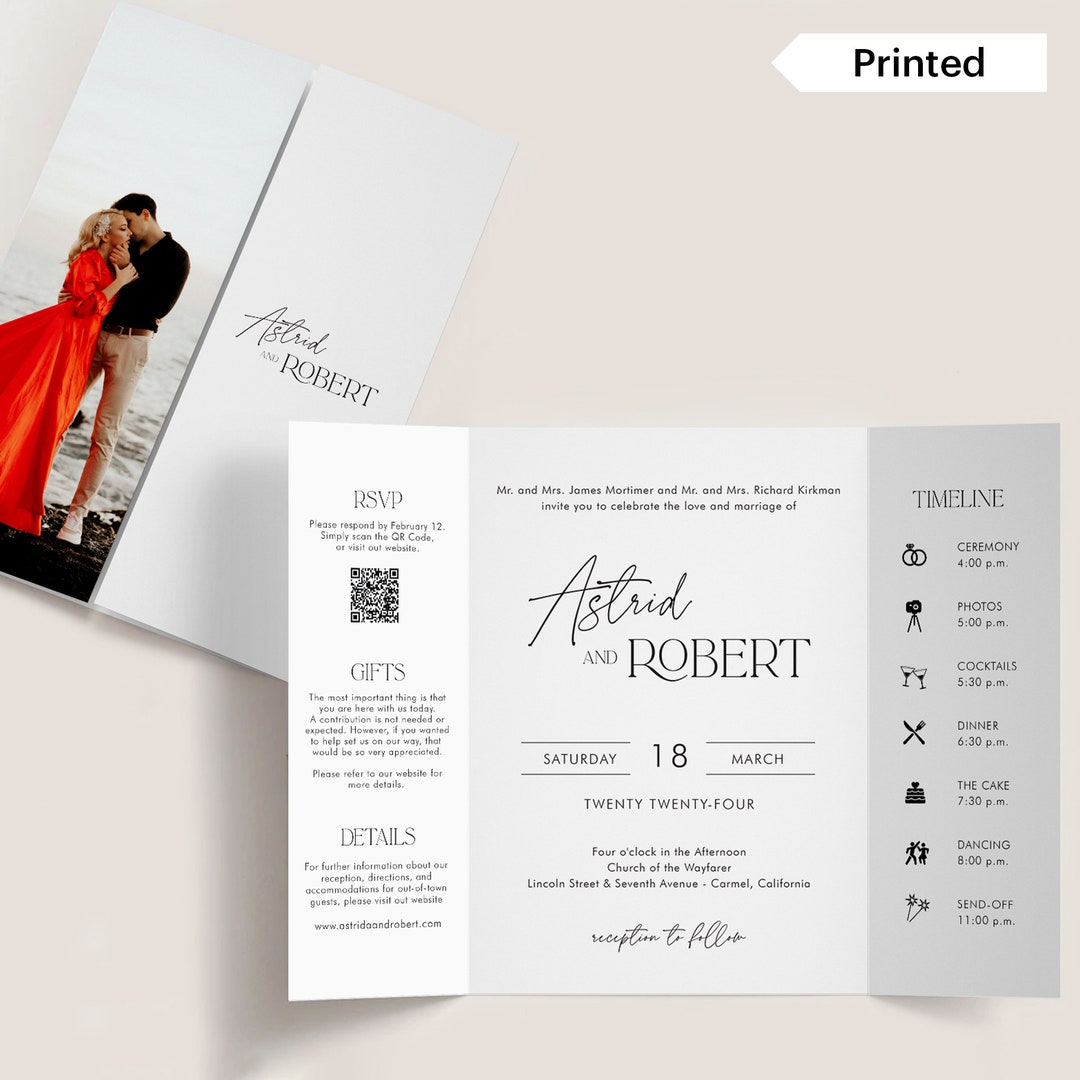 MODERN LUXE | Printed Gatefold Wedding Invitation, Double Door Folded ...